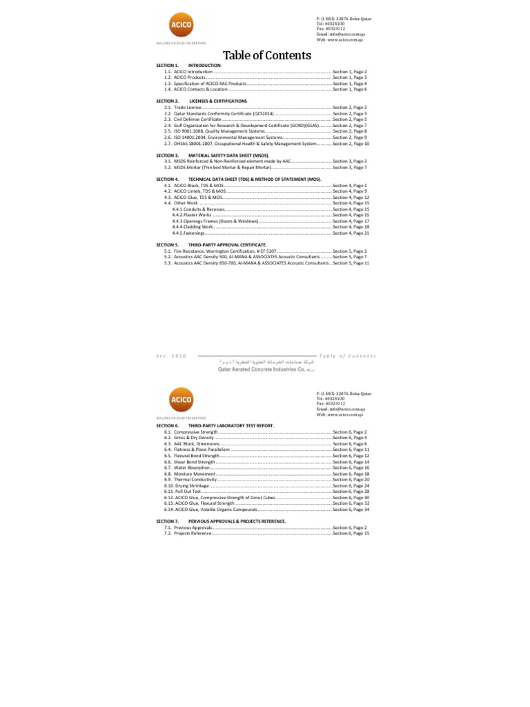 ACICO AAC Products Overview | PDF | Dangerous Goods | Concrete