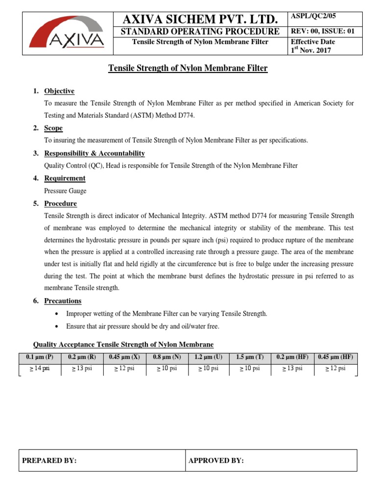 SOP (Tensile Strength) PDF | PDF