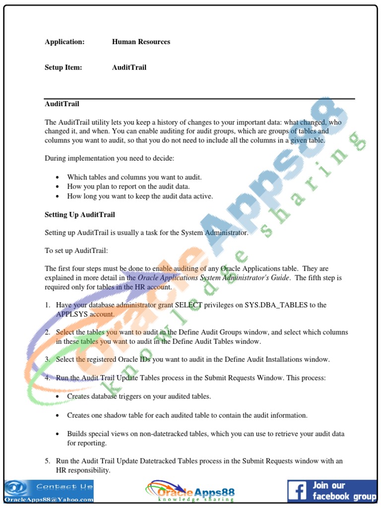 HRMS AuditTrail Setup | Download Free PDF | Table (Database) | Databases