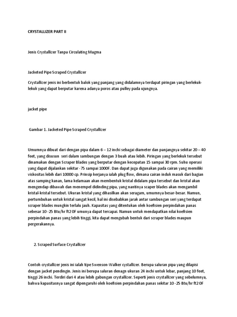 Jenis-Jenis Crystallizer dan Fungsinya | PDF