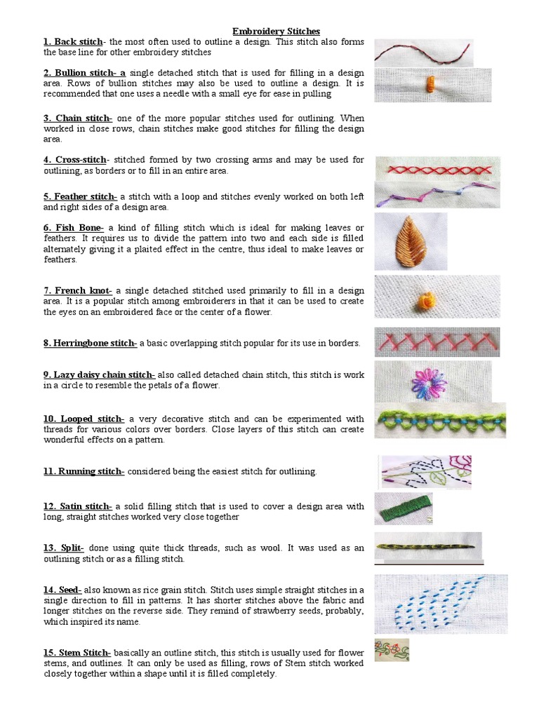 Embroidery Stitches and Techniques | PDF | Color | Recycling