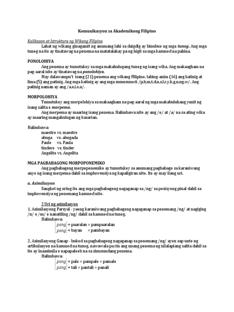 Komunikasyon Sa Akademikong Filipino | PDF
