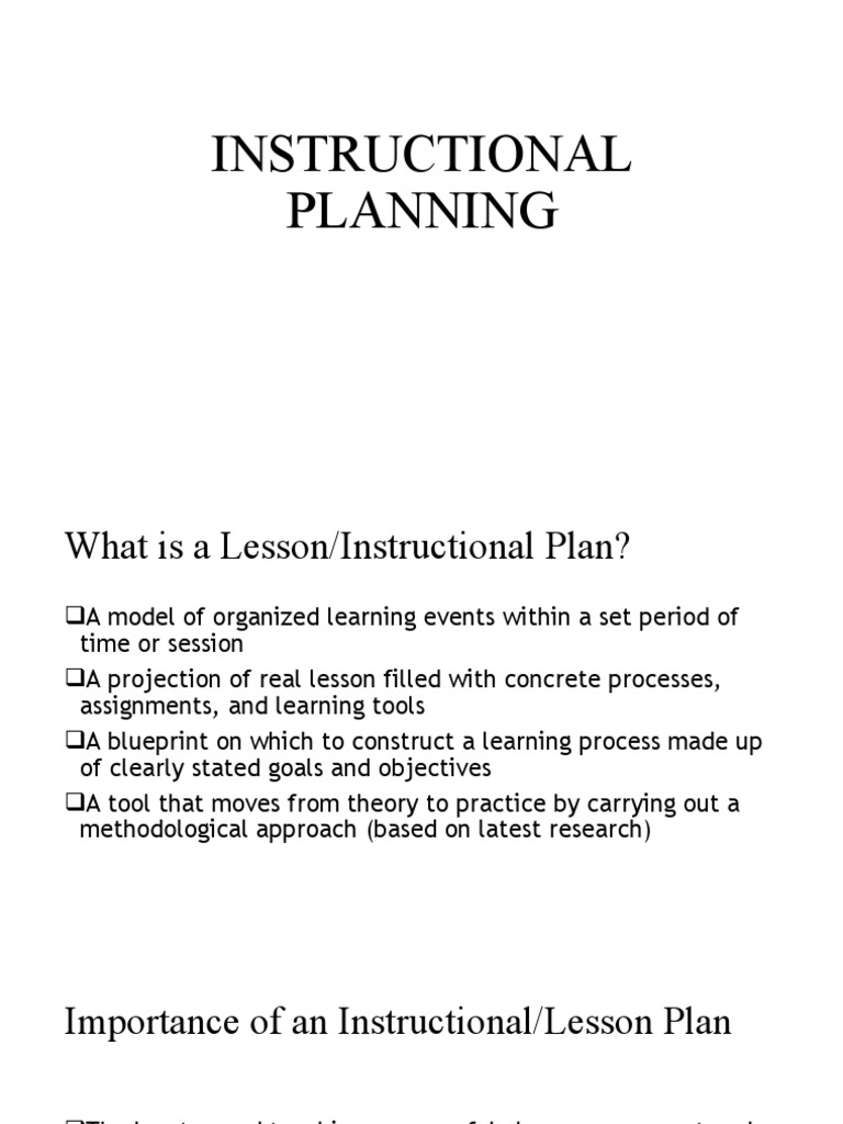 Essentials of Instructional Planning | PDF | Lesson Plan | Applied ...