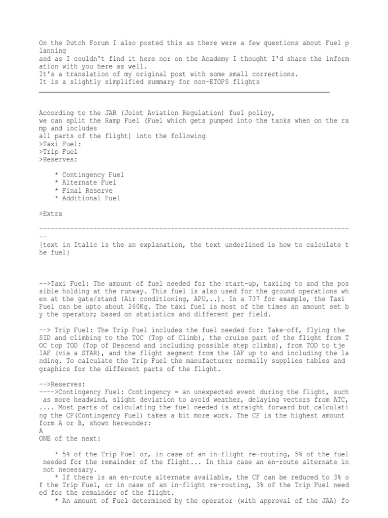 Fuel Planning | PDF | Jet Engine | Flight