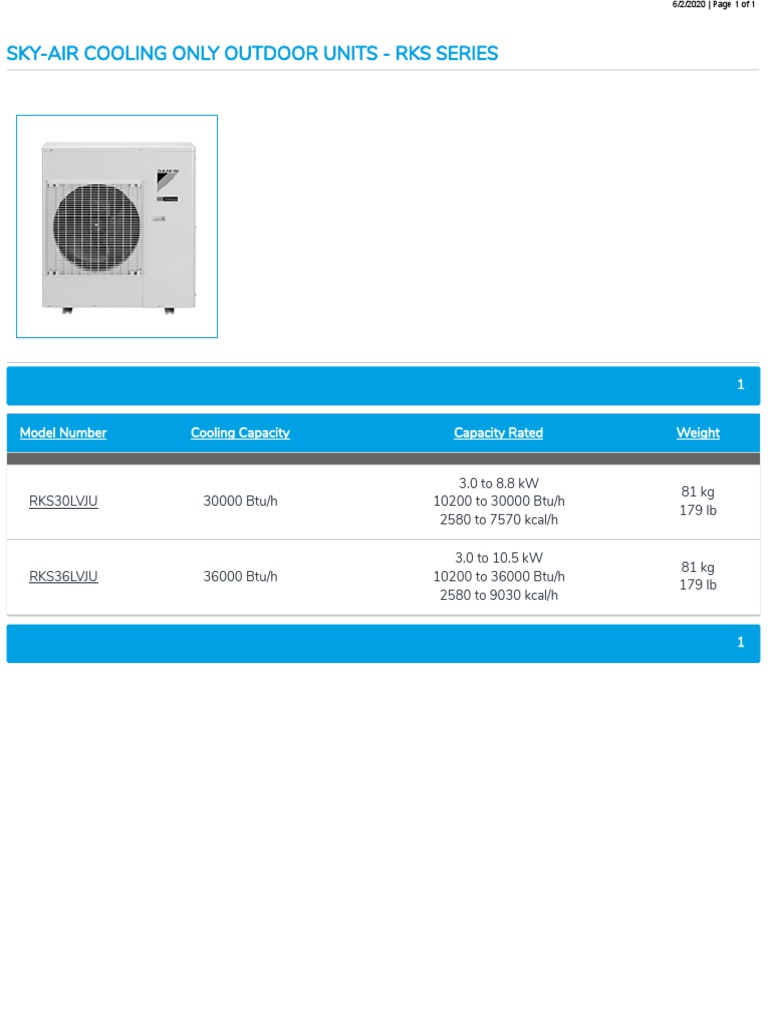 Daikin RKS Series Cooling Units Overview | PDF