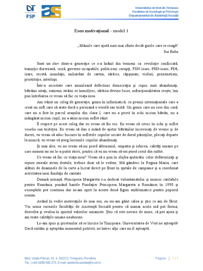 Eseu Motivational Model 1 | PDF