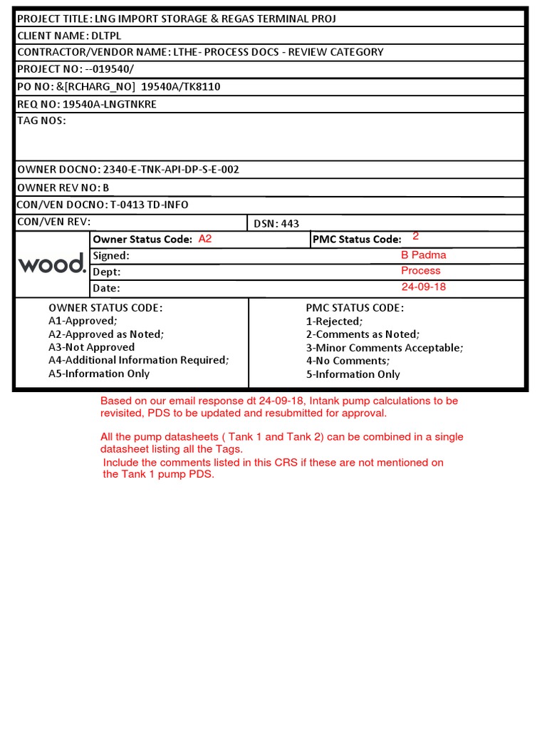 Owner Status Code: PMC Status Code | PDF | Pump | Gases