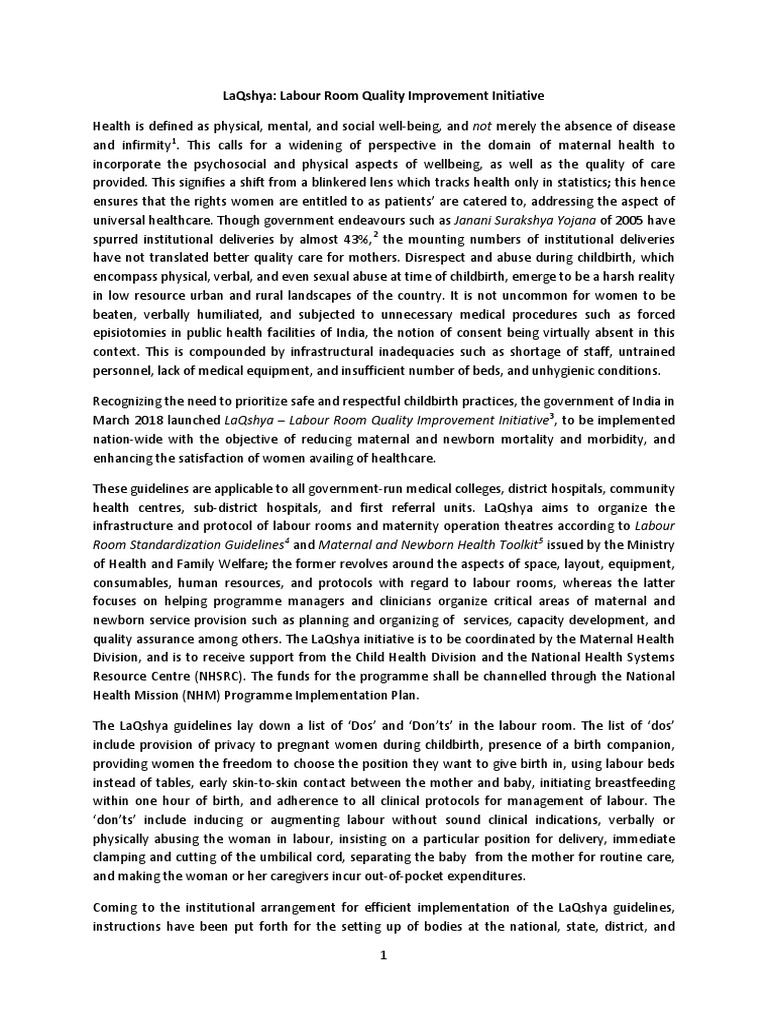 LaQshya: Improving Labour Room Care | PDF | Childbirth | Maternal Health