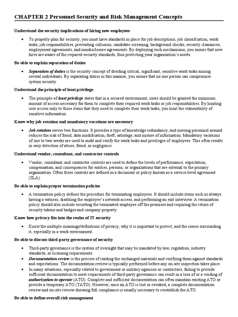 CHAPTER 2 Personnel Security and Risk Management Concepts | PDF | Vulnerability (Computing ...