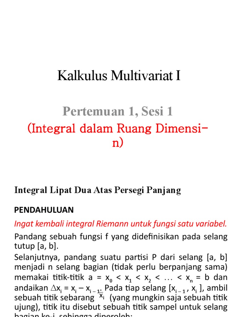Kalkulus Multivariat I - Integral Lipat Dua Atas Persegi Panjang (1.1) | PDF | Metode & Bahan Ajar