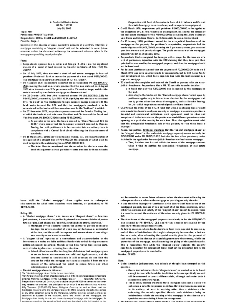 Prudential Bank V Alviar | PDF | Mortgage Law | Foreclosure