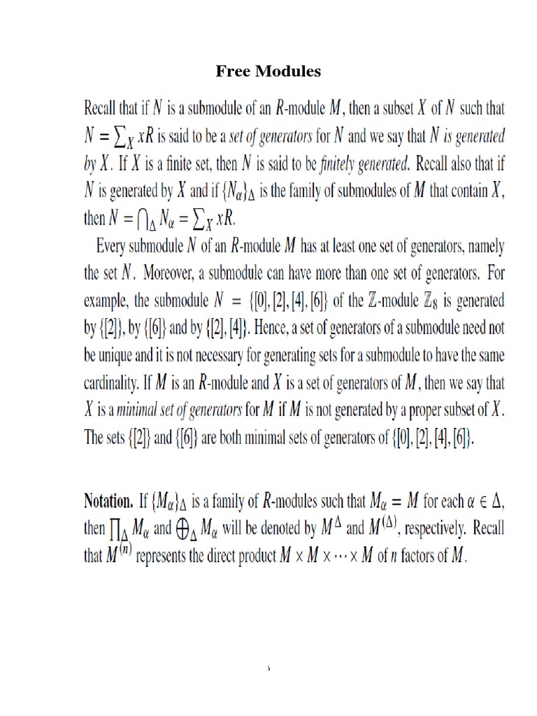 Free Modules 55 PDF | PDF | Module (Mathematics) | Basis (Linear Algebra)