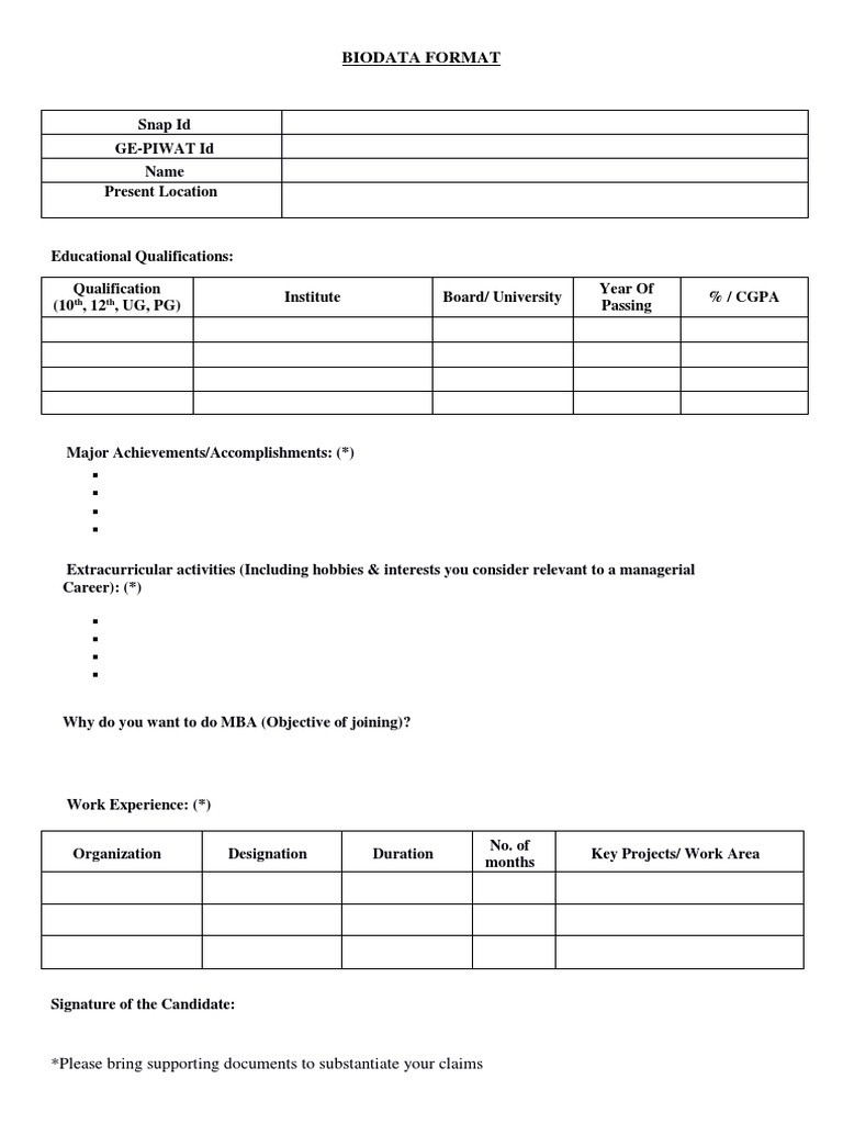 MBA Applicant Profile Template | PDF