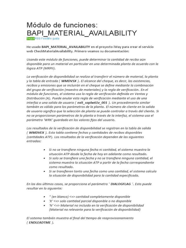 Bapi Material Availability | PDF | Plantas | Informática
