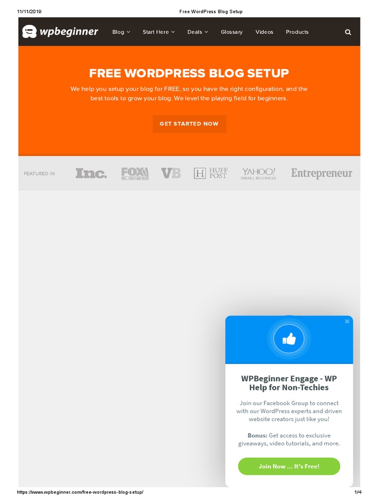 Free WordPress Blog Setup | PDF