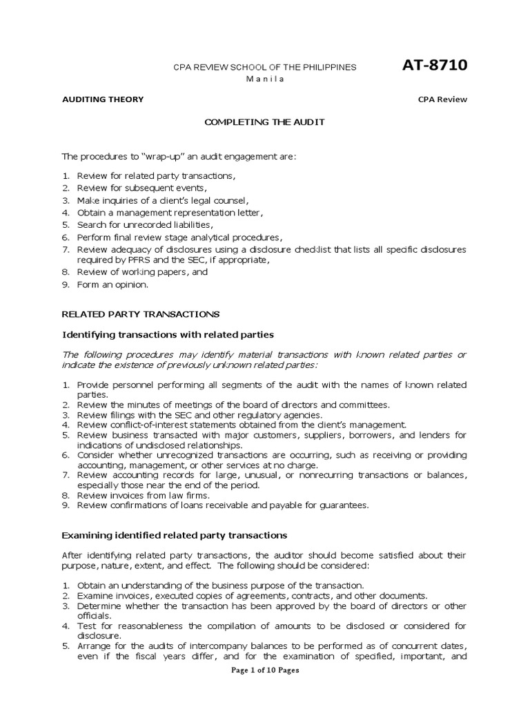 CPAR AT - Completing The Audit | PDF | Going Concern | Auditor's Report