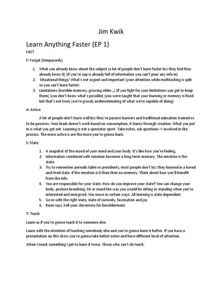 Jim Kwik PDF | PDF | Brain | Speed Reading