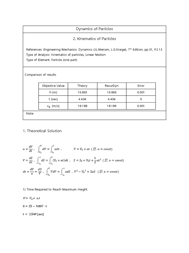 Dynamics of Particles 2. Kinematics of Particles | Download Free PDF | Rotation Around A Fixed ...