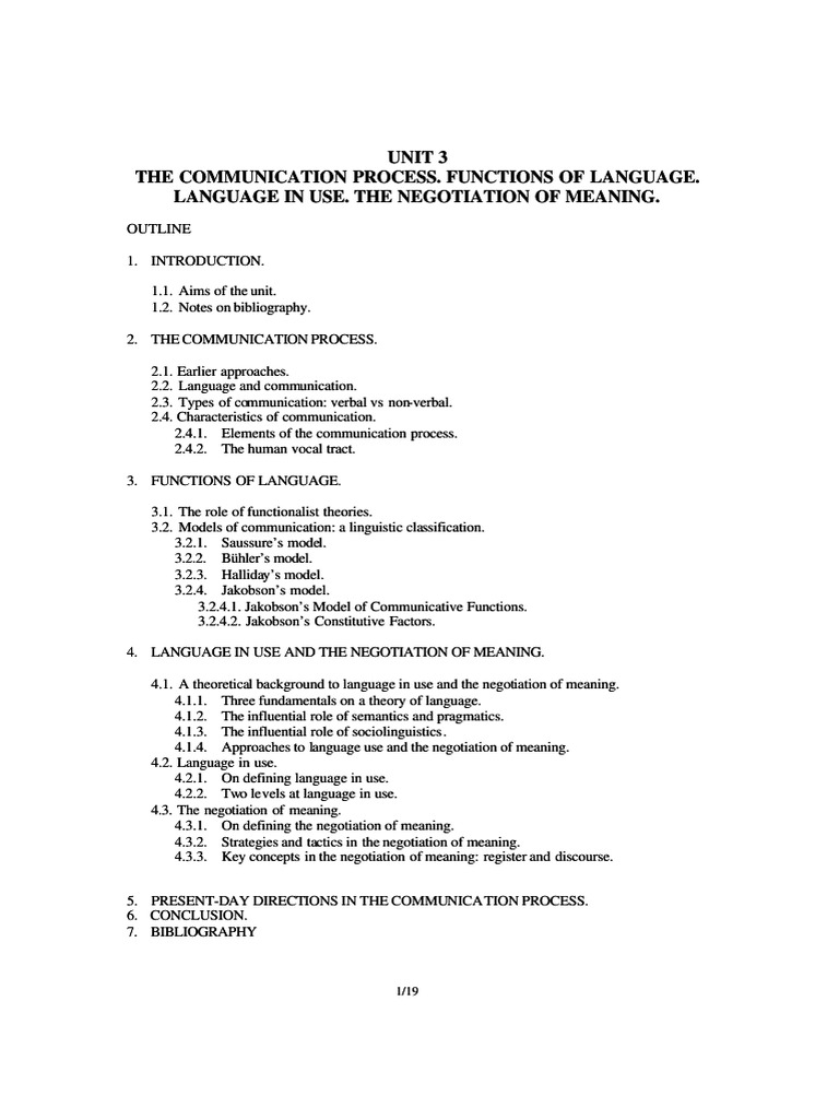 Unit 3 The Communication Process Functions of PDF | PDF | Communication ...