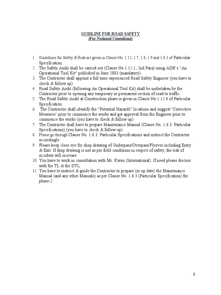 Guideline - Road Safety | PDF