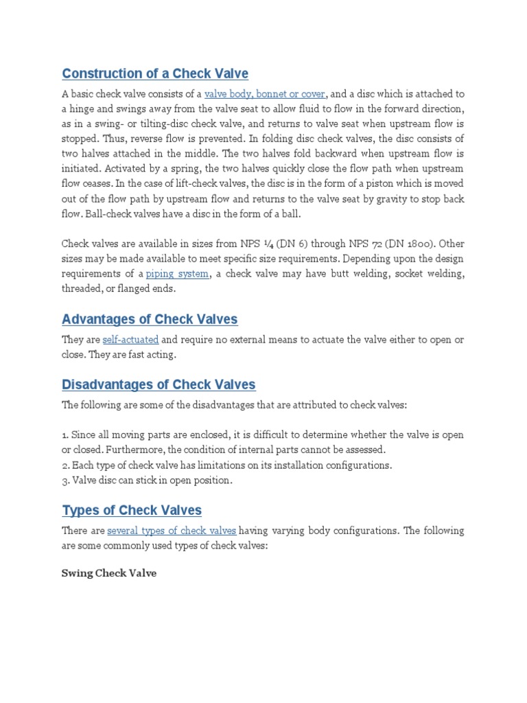 Construction of A Check Valve | PDF | Valve | Lift (Force)