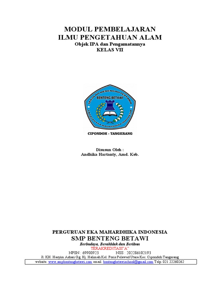 MODUL IPA Kelas 7a SMP Benteng Betawi Tangerang | PDF | Karier ...