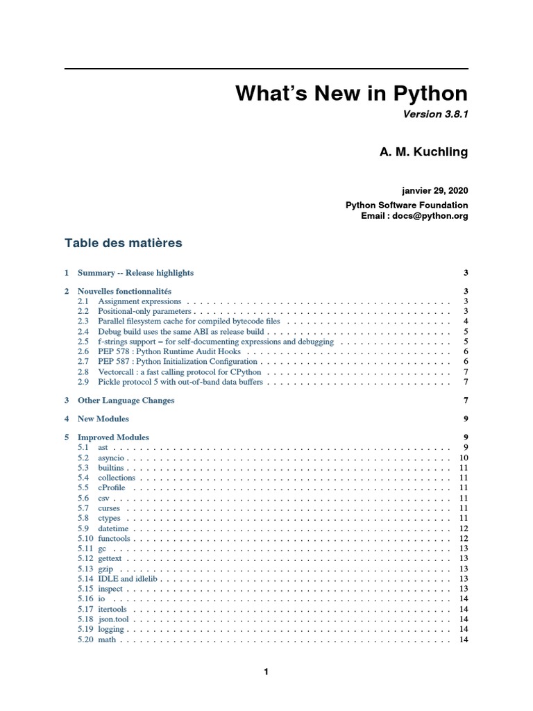 What's New in Python: Table Des Matières | Download Free PDF | Parameter (Computer Programming ...