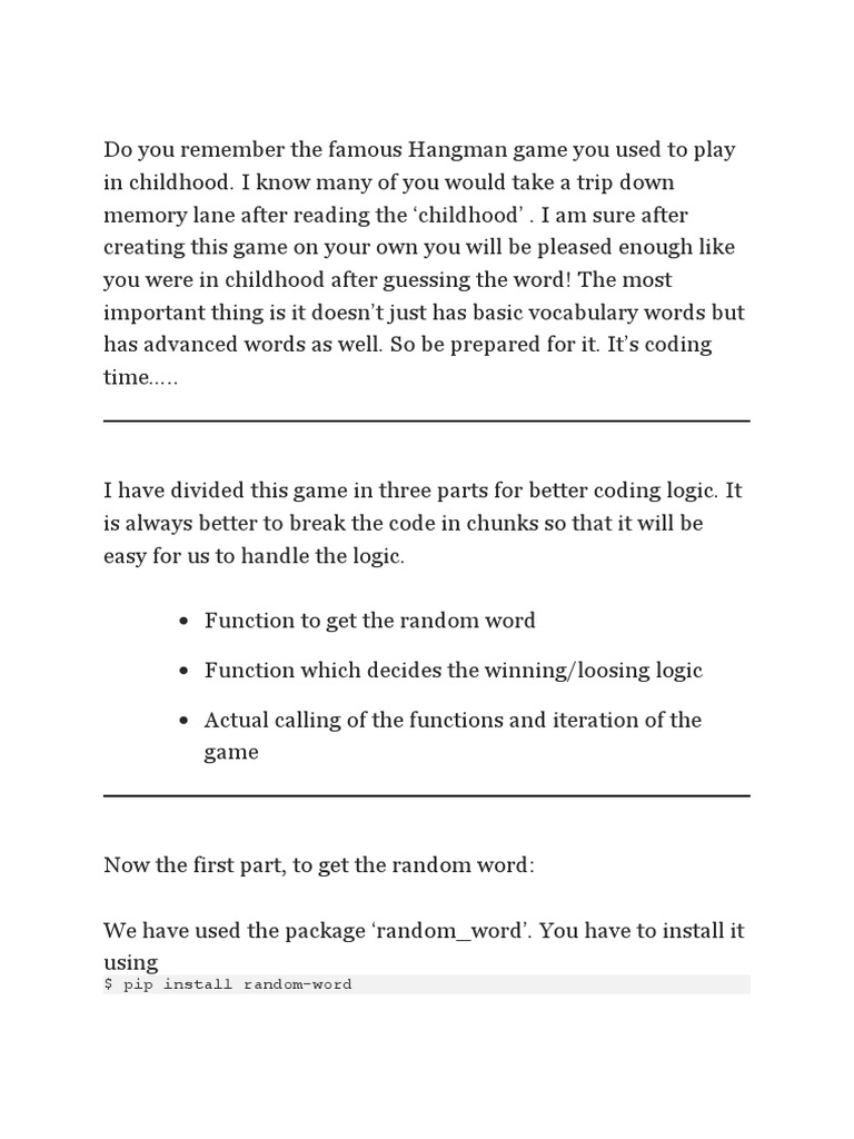 Hangman Python Pdf Python Programming Language Function