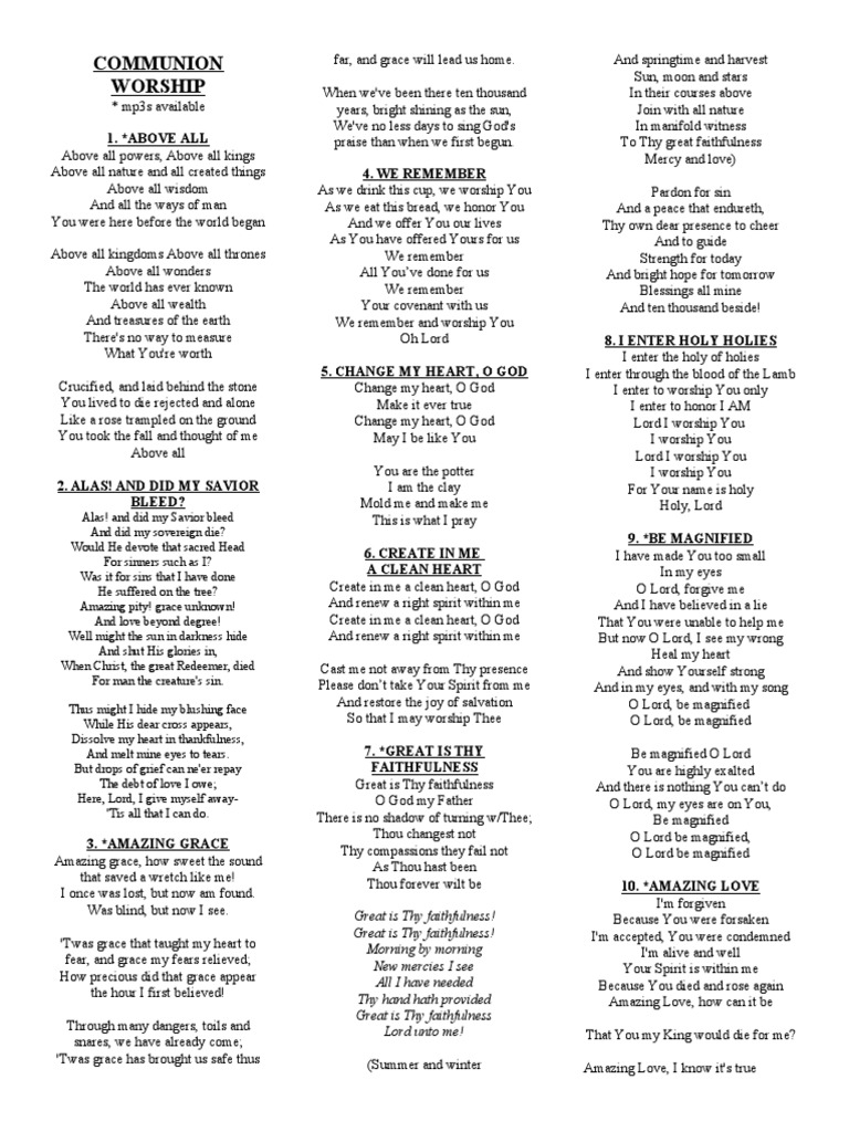 Communion Worship: 1. Above All 4. We Remember | PDF | Eucharist | Jesus