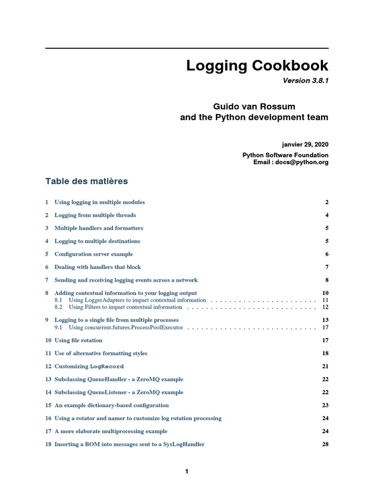 PSF Python Logging Cookbook | PDF | Method (Computer Programming ... PSF Python Logging Cookbook | PDF | Method (Computer Programming ...
