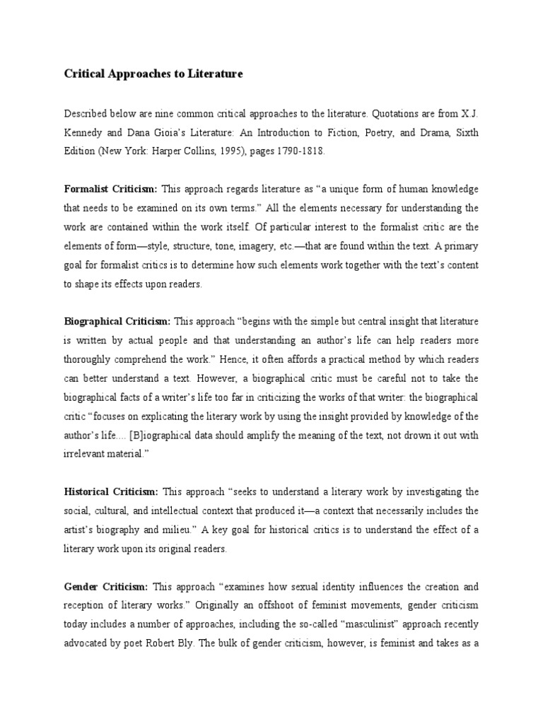 Critical Approaches To Literature | PDF | Archetype | Unconscious Mind