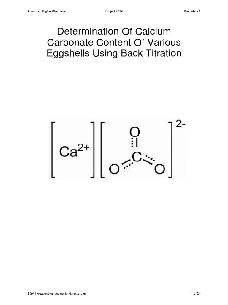 Calcium Carbonate in Eggshells Analysis | PDF | Atomic Orbital | Acid