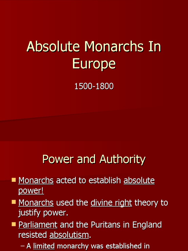 European Absolutism: 1500-1800 | PDF | Absolute Monarchy | Parliament