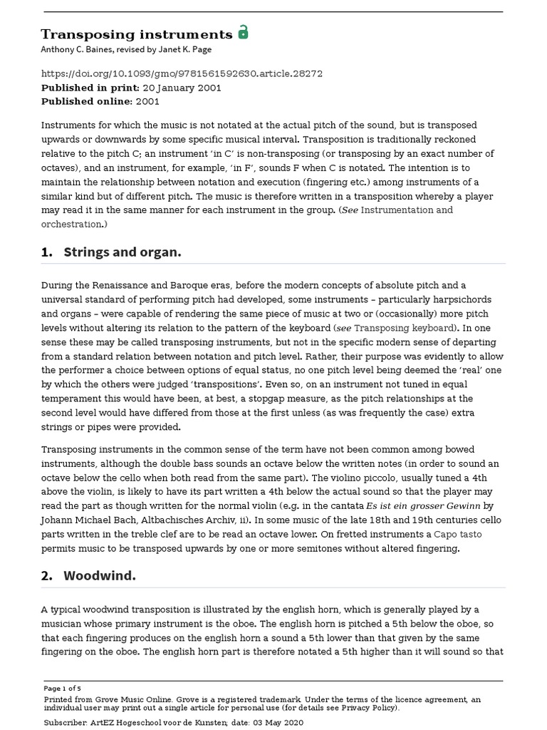 Transposing Instruments | PDF | Clef | Pitch (Music)