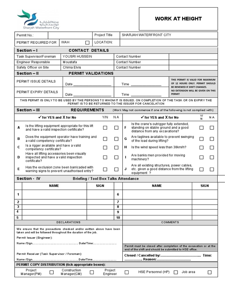 Work at Height - Permit To Work | PDF | Business