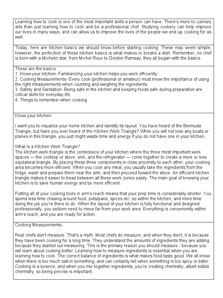 Script | PDF | Chef | Kitchen