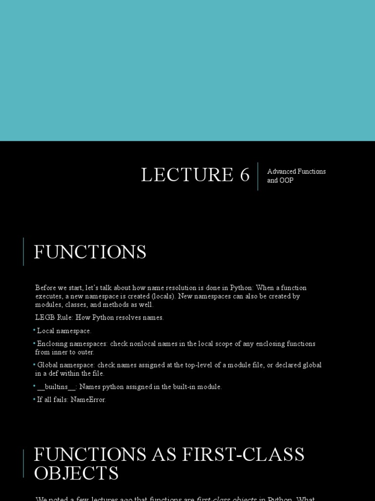 Advanced Functions And Object Oriented Programming In Python Pdf