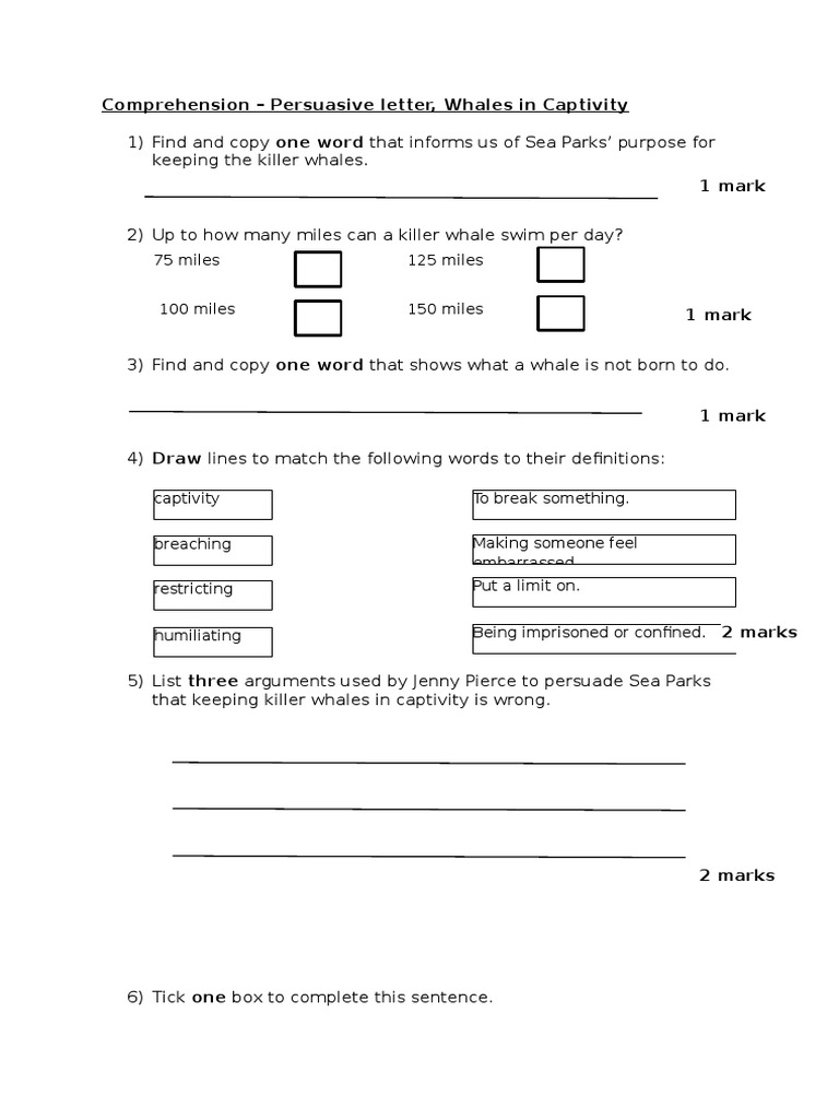 Comprehension SATs Style Questions