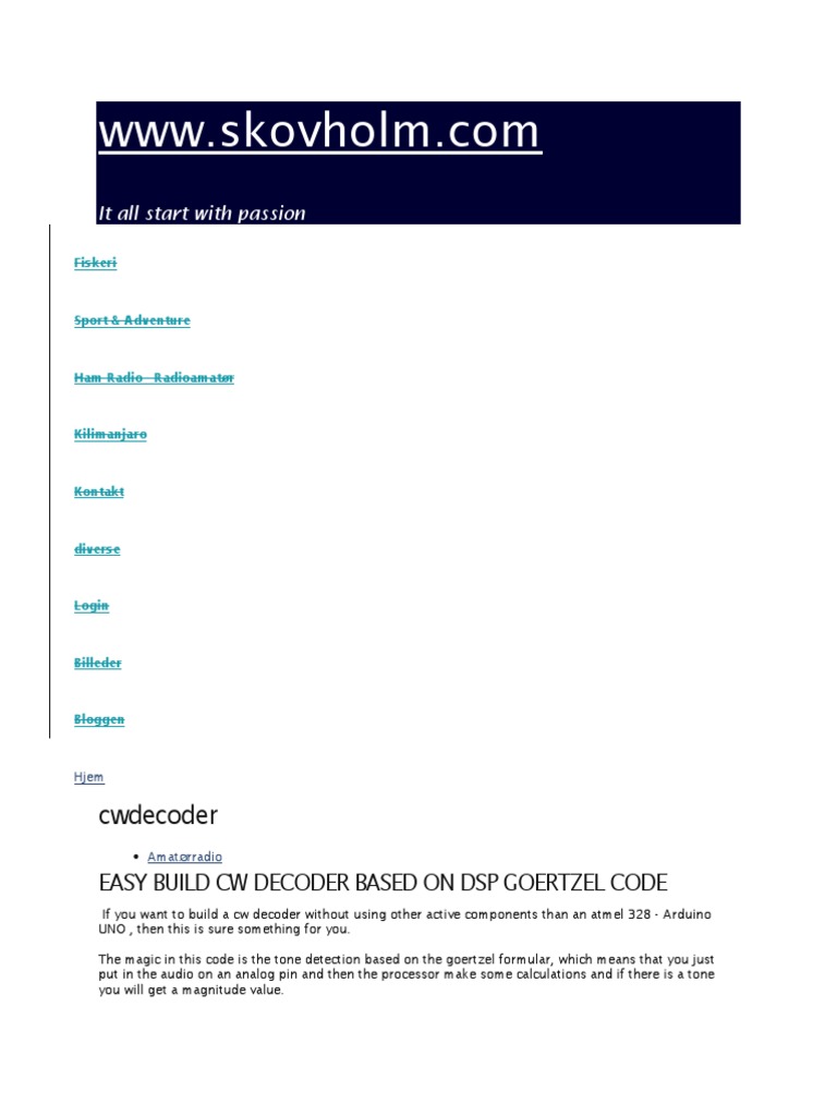 EASY BUILD CW DECODER BASED ON DSP GOERTZEL CODE - A Concise Guide to ... EASY BUILD CW DECODER BASED ON DSP GOERTZEL CODE - A Concise Guide to ...
