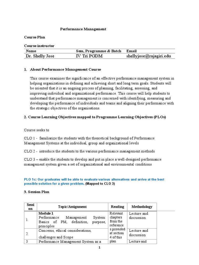 Performance Management Course Overview | PDF | Performance Appraisal | Behavior Modification