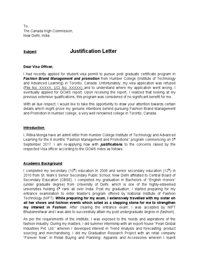Justification Letter: Fashion Brand Management and Promotion From ...