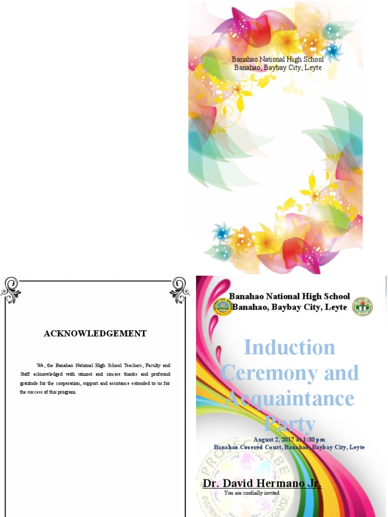 Banahao National High School Induction Ceremony and Acquaintance Party ...