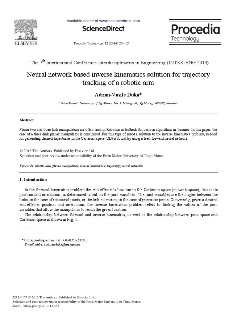 Neural Network Based Inverse Kinematics Solution F PDF | PDF | Artificial Neural Network ...