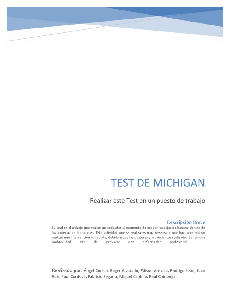 Test de Michigan | Descargar gratis PDF | Bienestar | Medicina