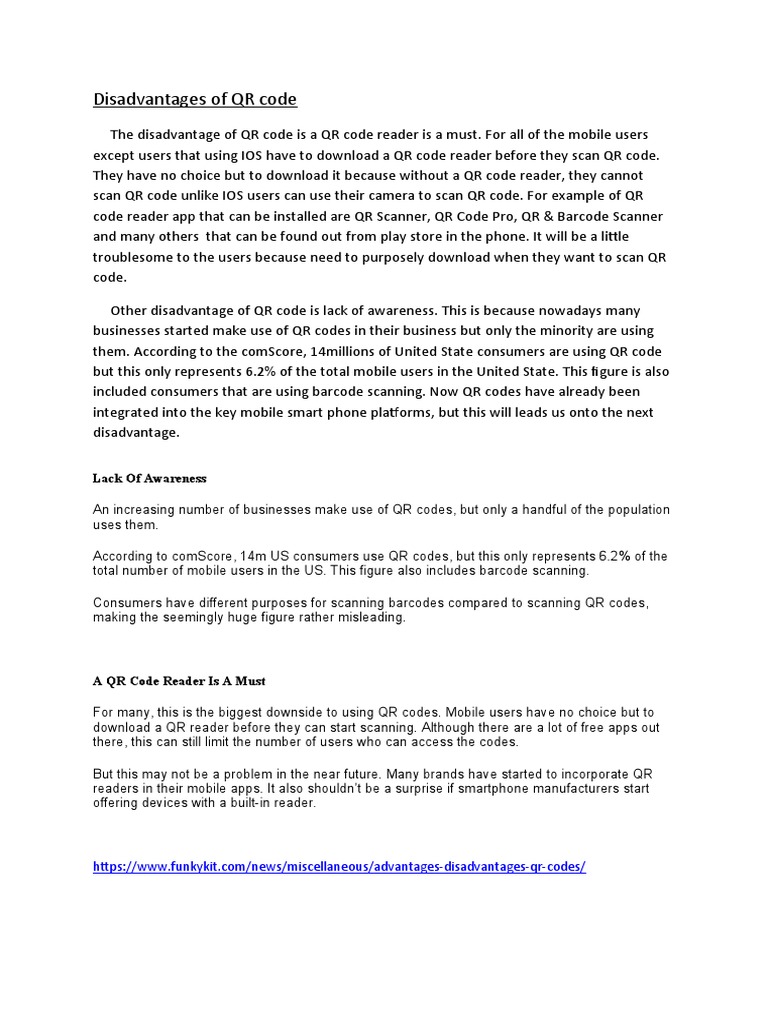 Disadvantages of QR Code | PDF