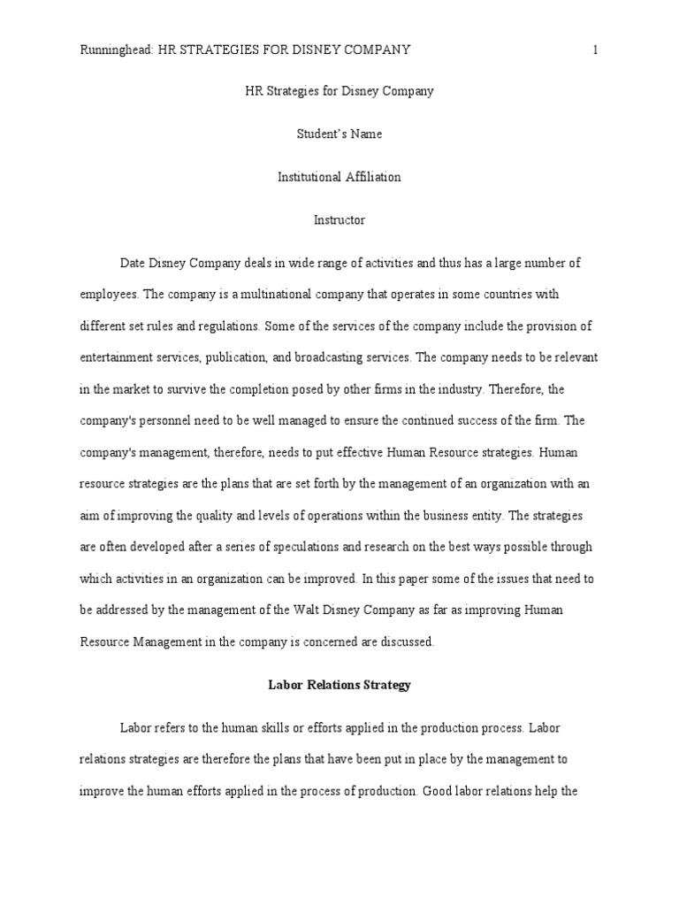 HR Strategies of Disney Company | PDF | Human Resource Management ...