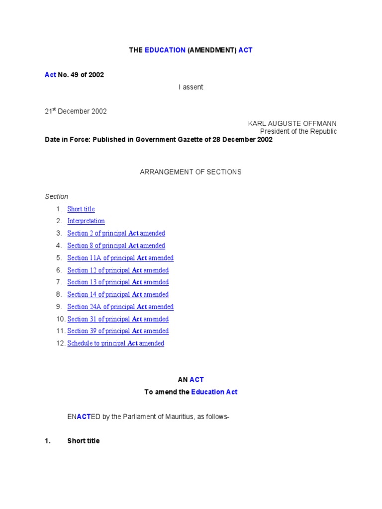 Education Amendment Act 2002 Overview | PDF | Constitutional Law ...