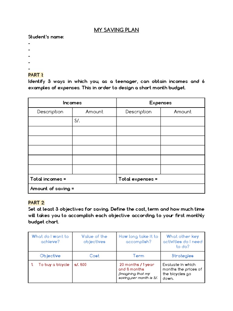 My Saving Plan: Description Amount Description Amount S | PDF