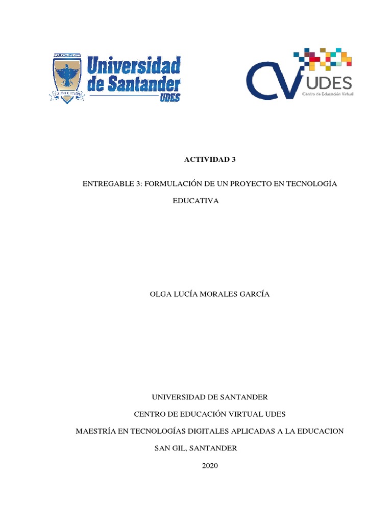 Olga Morales Entregable 3 Anteproyecto | PDF | Aprendizaje | Tecnología de información y ...