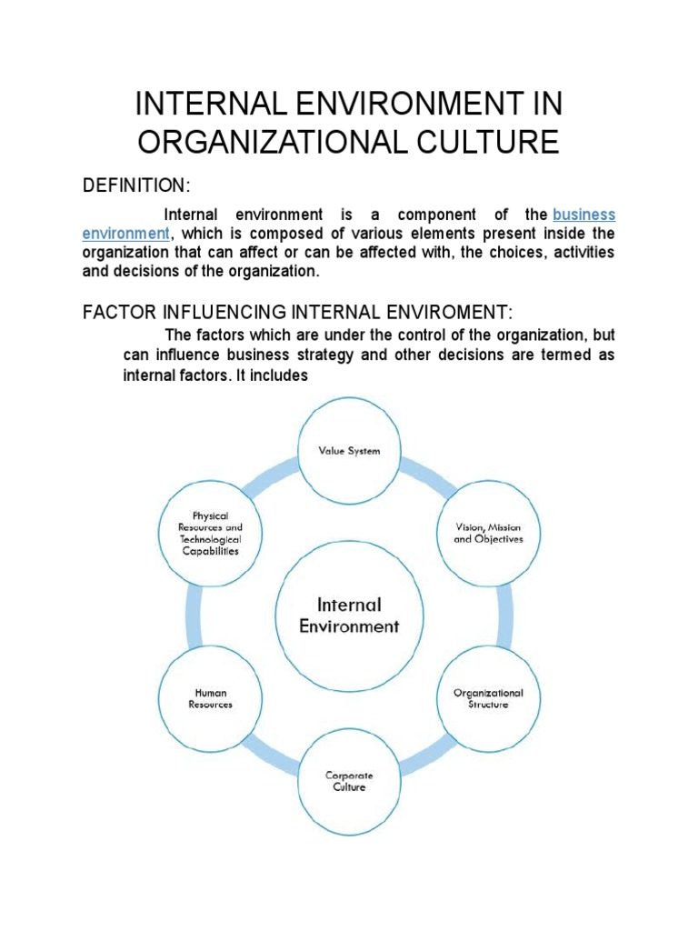 Internal Environment in Organizational Culture | Download Free PDF ...